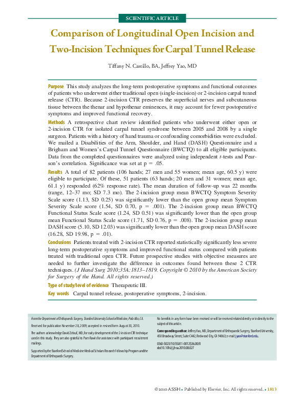 (PDF) Comparison of Longitudinal Open Incision and Two-Incision ...