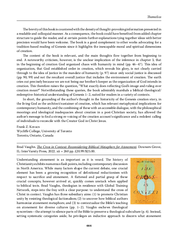 (PDF) Review of Brad Vaughn, The Cross in Context: Reconsidering ...