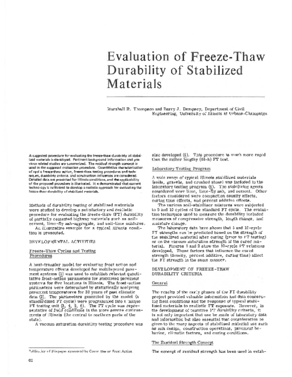 (PDF) Evaluation of Freeze-Thaw Durability of Stabilized Materials