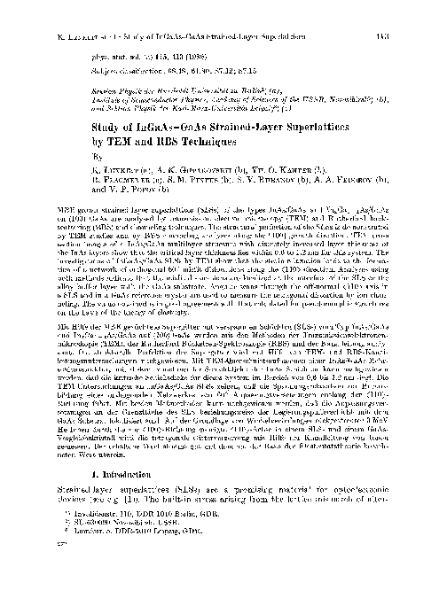 (PDF) Study of InGaAs GaAs strained-layer superlattices by TEM and RBS ...