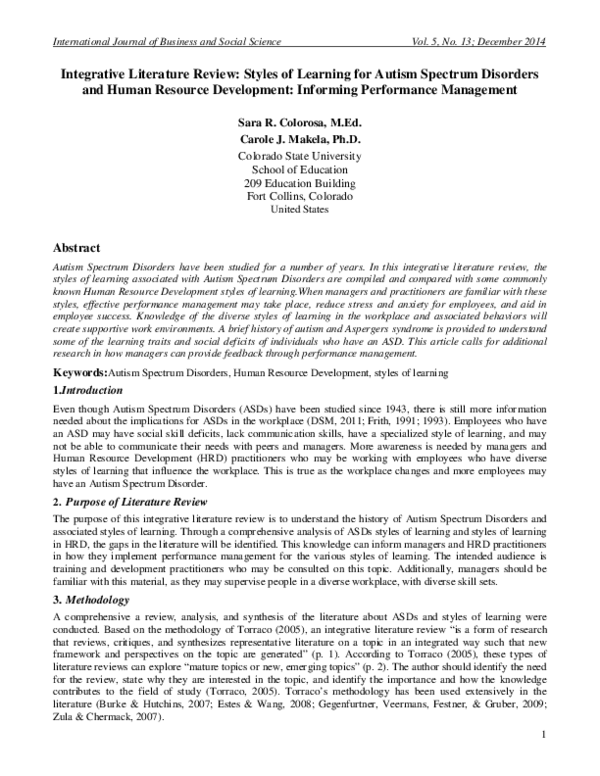 (PDF) Integrative Literature Review: Styles of Learning for Autism ...