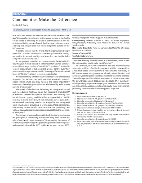 (PDF) Communities Make the Difference