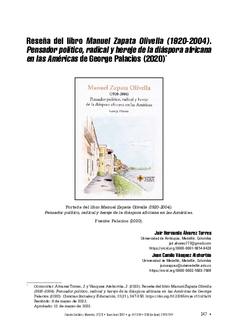 (PDF) Reseña del libro Manuel Zapata Olivella (1920-2004). Pensador ...