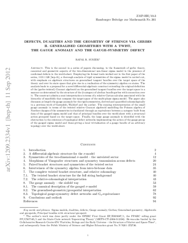 (PDF) Hamburger Beiträge zur Mathematik Nr. 361 DEFECTS, DUALITIES AND ...