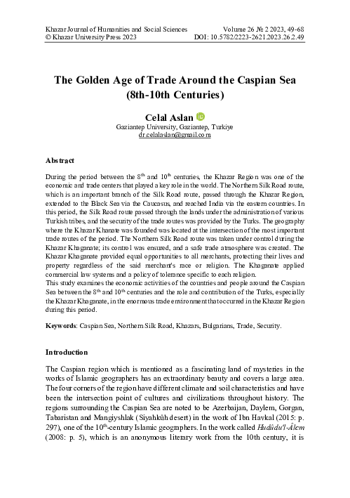 (PDF) The Golden Age of Trade Around the Caspian Sea (8th-10th Centuries)