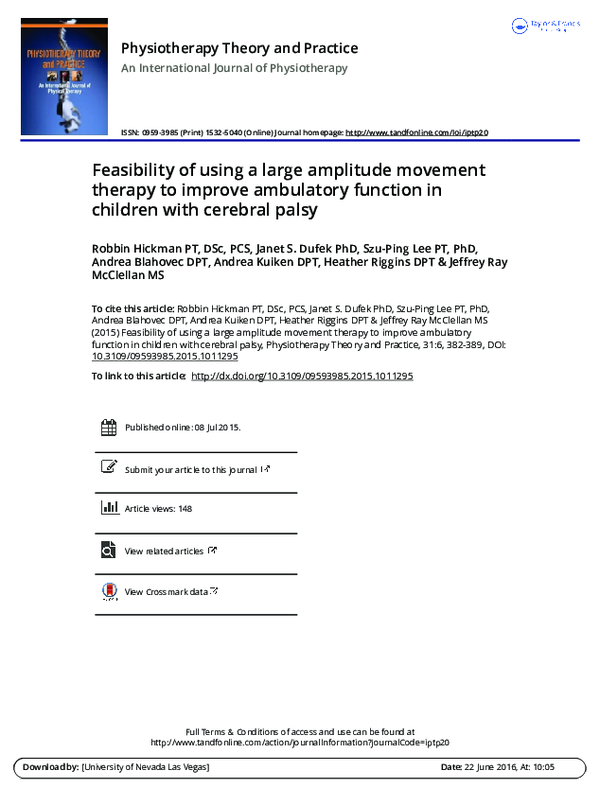 (PDF) Feasibility of using a large amplitude movement therapy to ...