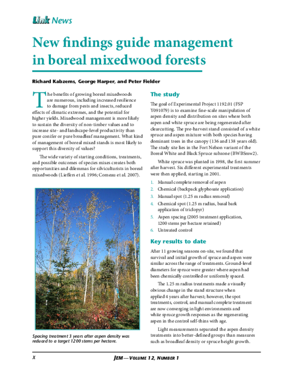 (PDF) New Findings Guide Management in Boreal Mixedwood Forests | Peter ...