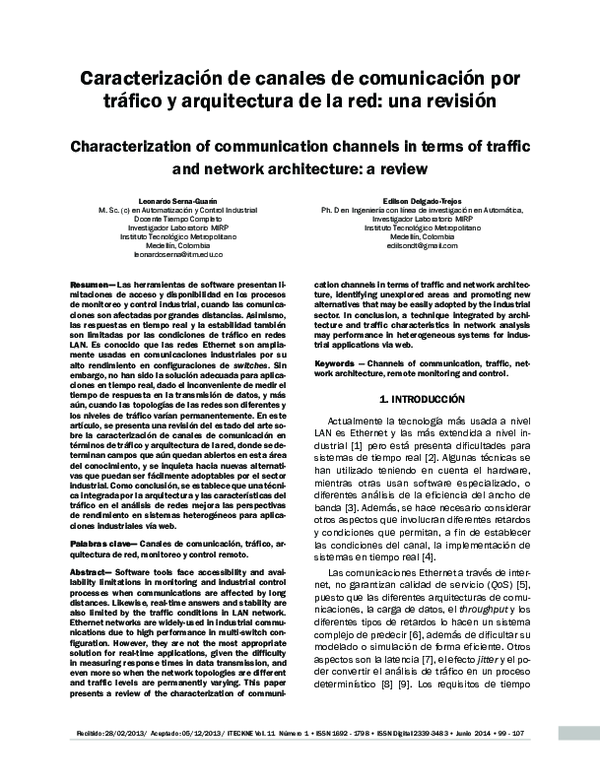 (PDF) Characterization of communication channels in terms of traffic ...