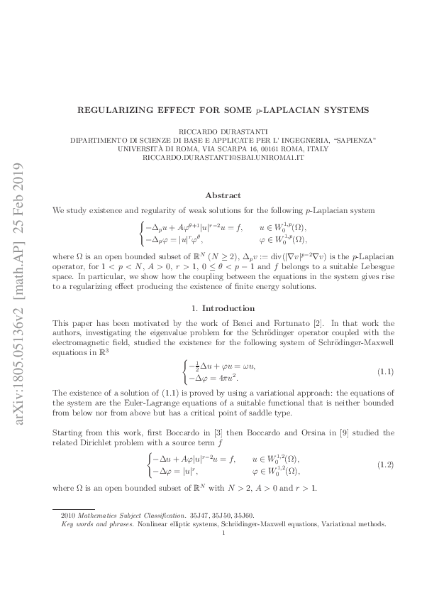 (PDF) Regularizing effect for some p-Laplacian systems
