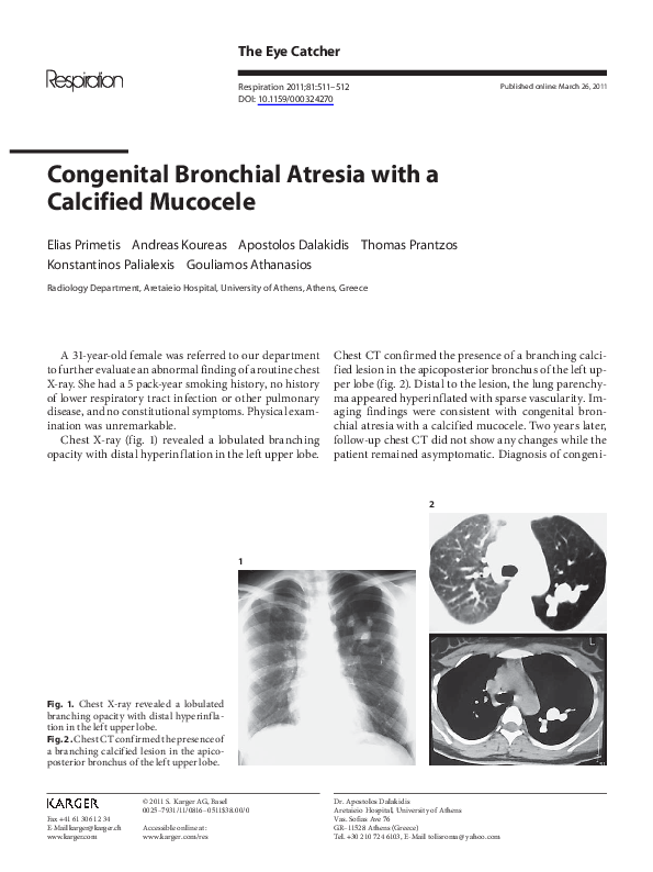 (PDF) Congenital Bronchial Atresia with a Calcified Mucocele | Elias ...
