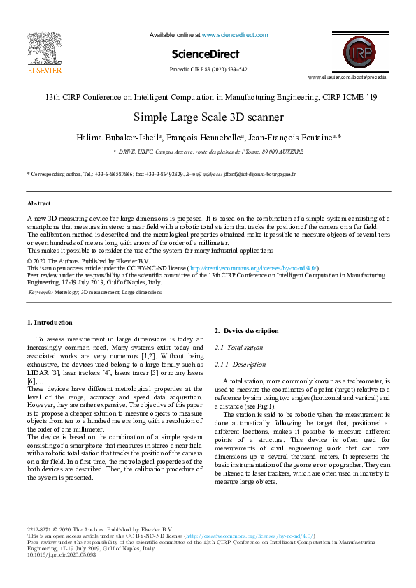(PDF) Simple Large Scale 3D scanner