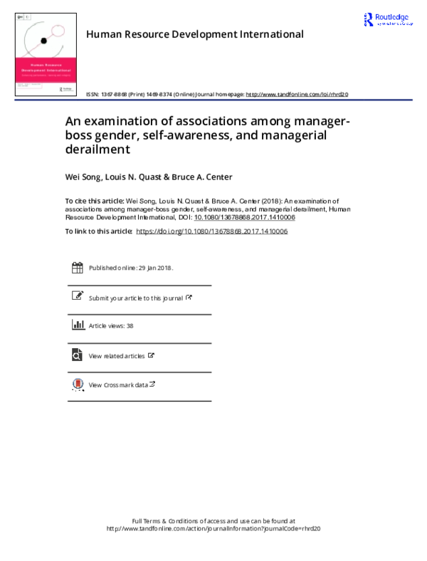 (PDF) An examination of associations among manager-boss gender, self-awareness, and managerial ...