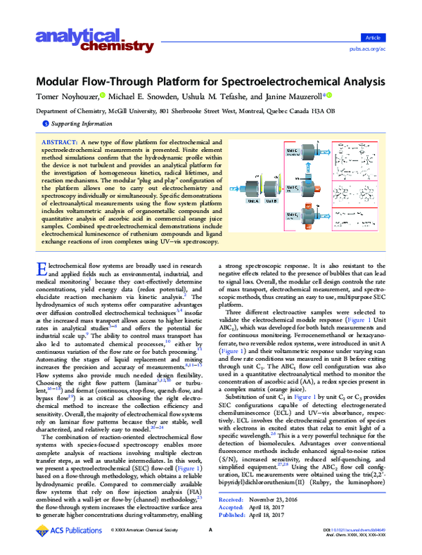 (PDF) Modular Flow-Through Platform for Spectroelectrochemical Analysis