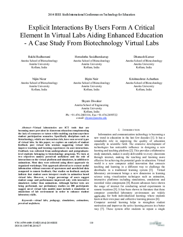 (PDF) Explicit Interactions by Users Form a Critical Element in Virtual Labs Aiding Enhanced ...