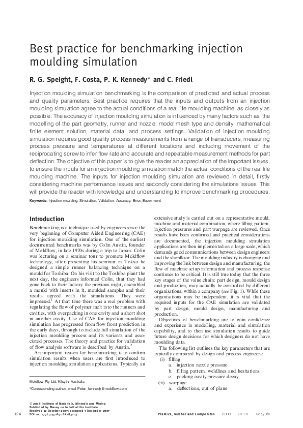 (PDF) Best practice for benchmarking injection moulding simulation