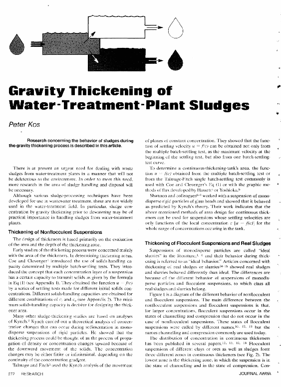 (PDF) Gravity Thickening of Water Treatment Plant Sludges