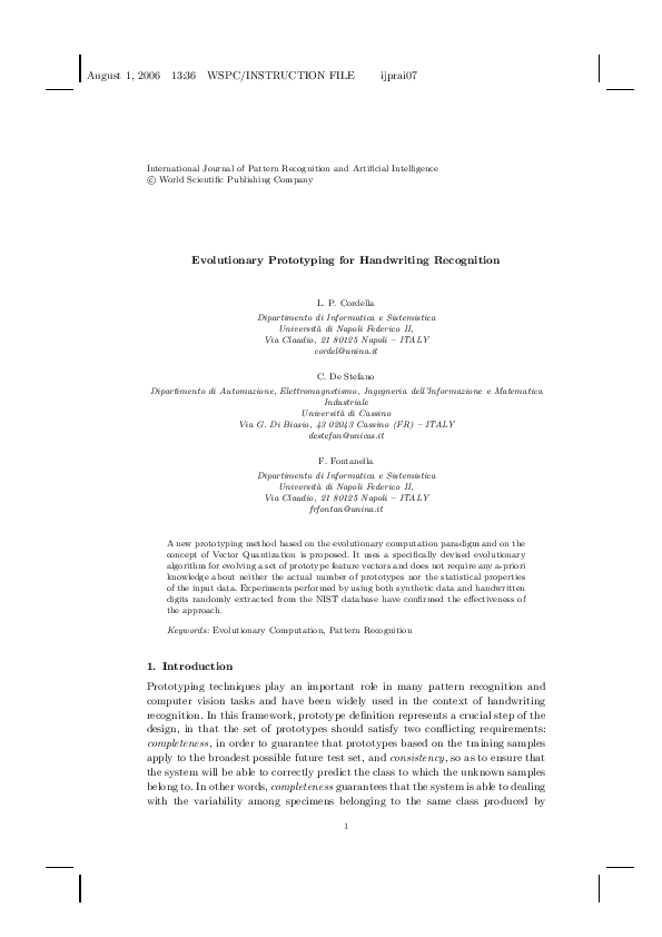 (PDF) Evolutionary Prototyping for Handwriting Recognition