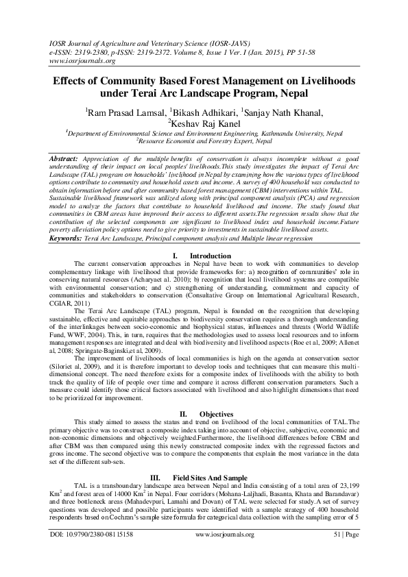 (PDF) Effects of Community Based Forest Management on Livelihoods under ...