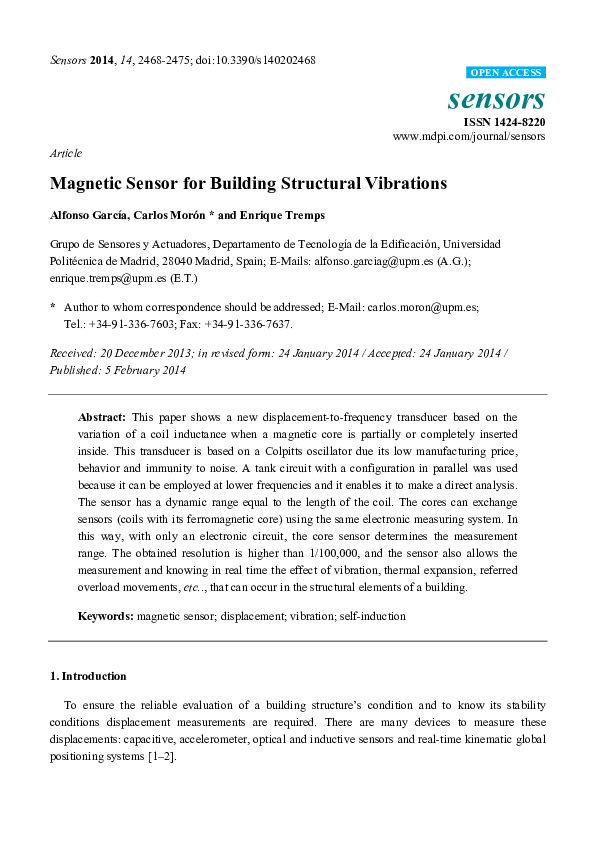 (PDF) Magnetic Sensor for Building Structural Vibrations