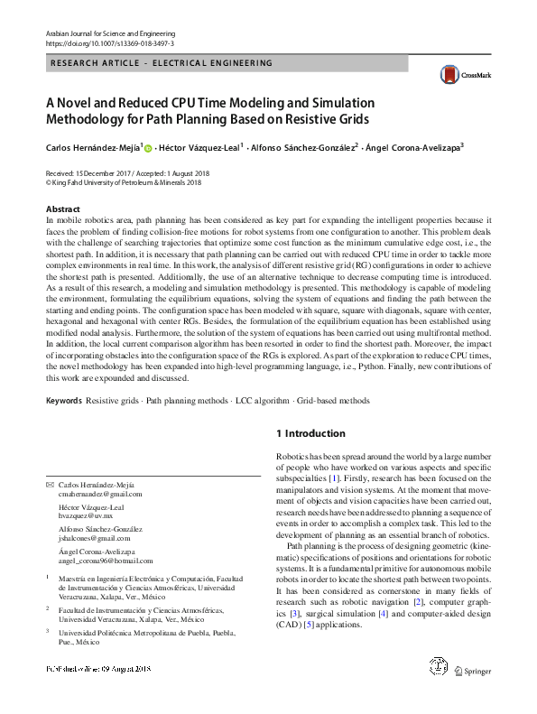 (PDF) A Novel and Reduced CPU Time Modeling and Simulation Methodology for Path Planning Based ...