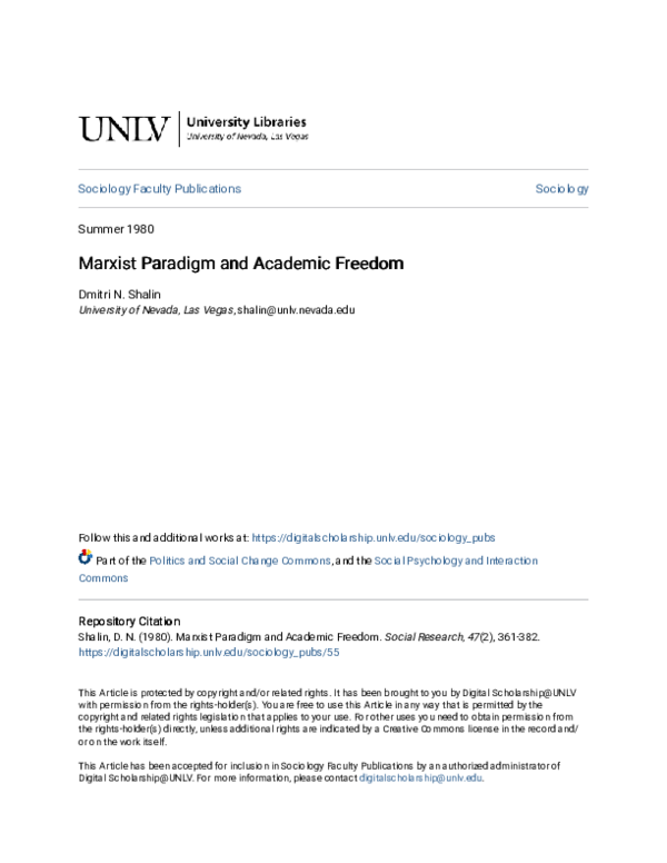 (PDF) Marxist Paradigm and Academic Freedom | Dmitri Shalin - Academia.edu