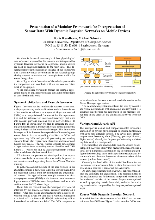 Pdf Presentation Of A Modular Framework For Interpretation Of Sensor