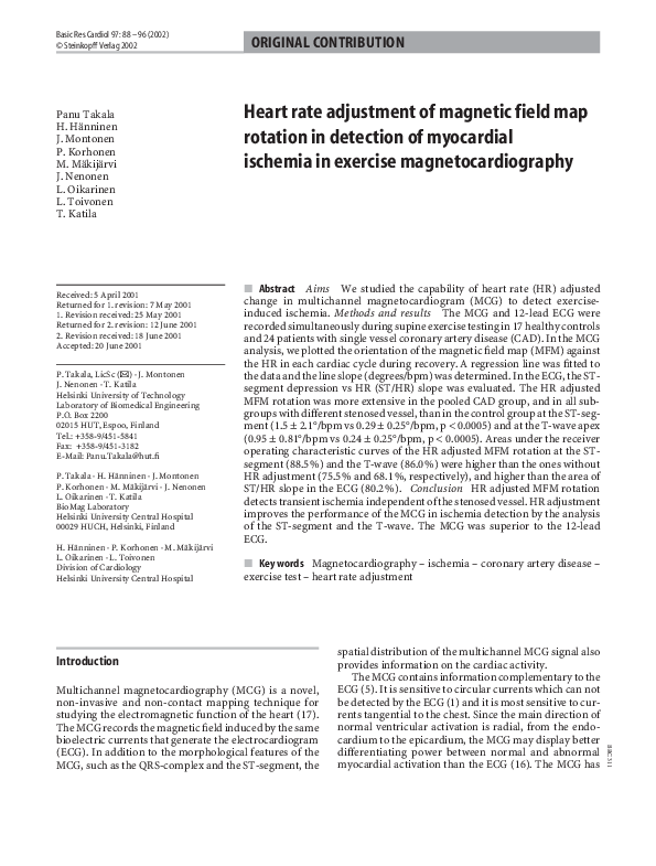 (PDF) Heart rate adjustment of magnetic field map rotation in detection ...