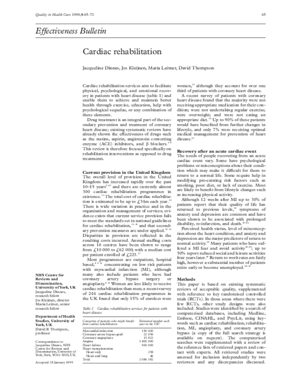 (PDF) Cardiac rehabilitation