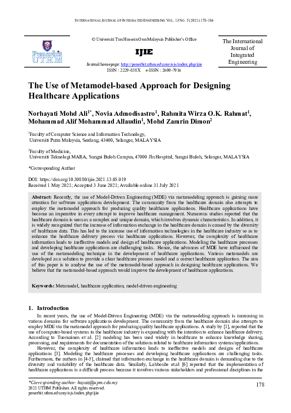 (PDF) The Use of Metamodel-based Approach for Designing Healthcare Applications