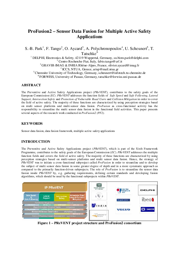 (PDF) Multi-Sensor Data Fusion for Active Safety Applications