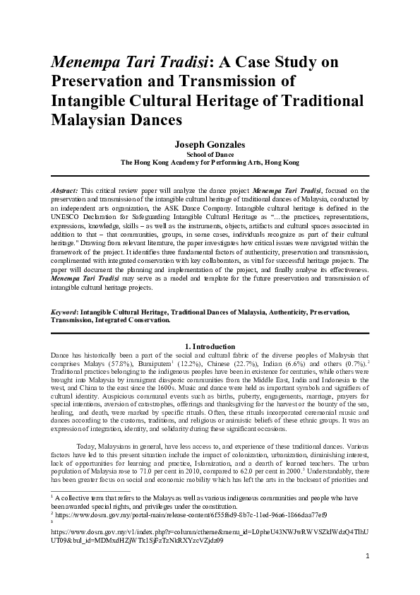 (DOC) Menempa Tari Tradisi: A Case Study on Preservation and ...