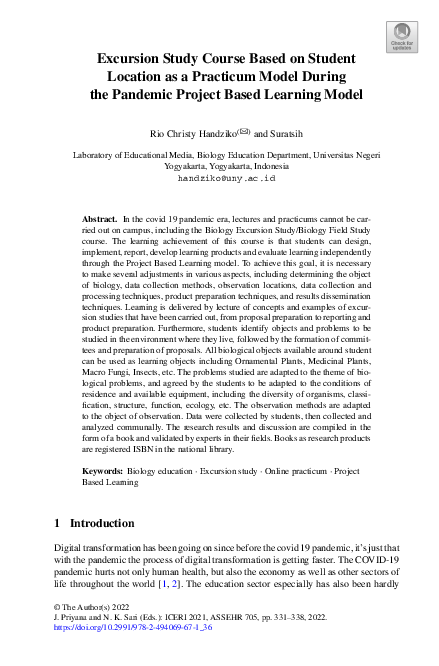 (PDF) Excursion Study Course Based on Student Location as a Practicum ...