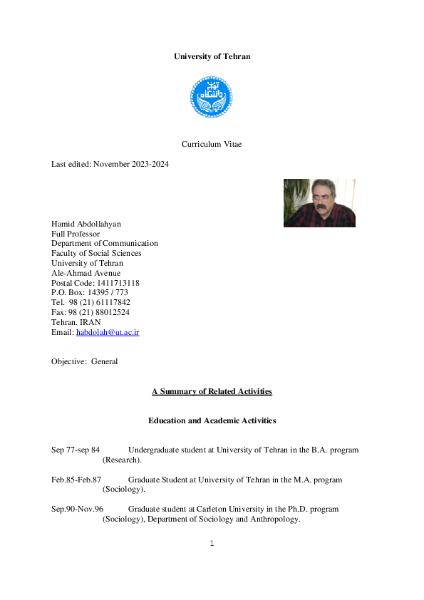 (PDF) University of Tehran