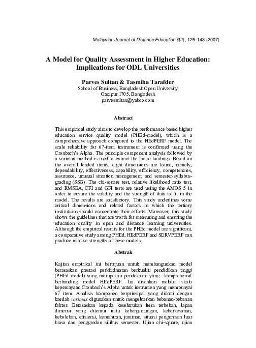 (PDF) A model for quality assessment in higher education: implications ...