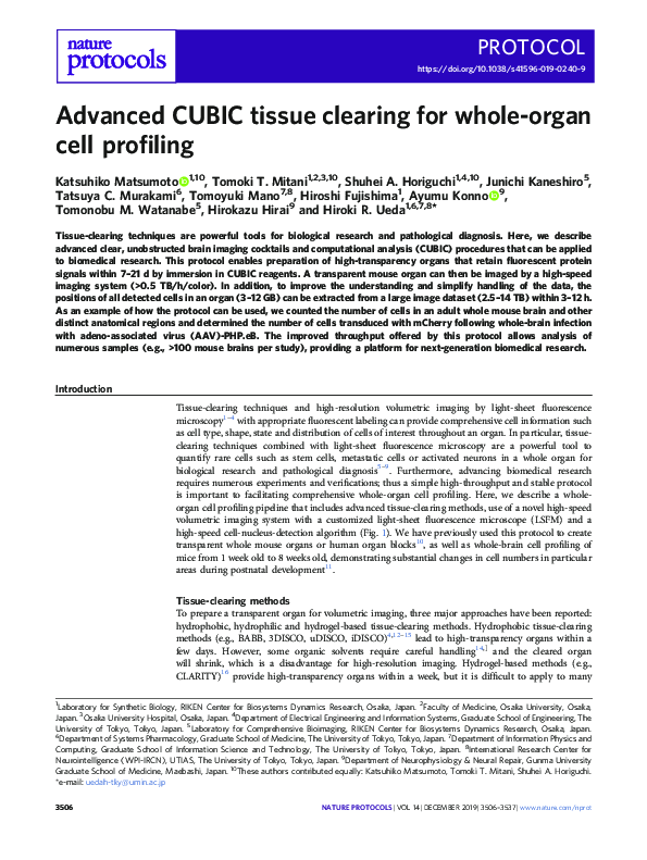 (PDF) Advanced CUBIC tissue clearing for whole-organ cell profiling