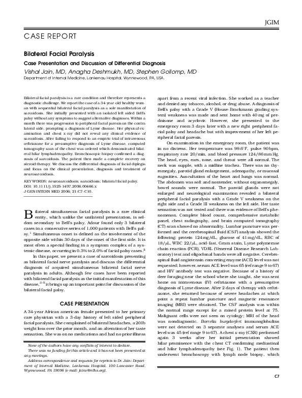(PDF) Bilateral Facial Paralysis: Case Presentation and Discussion of ...