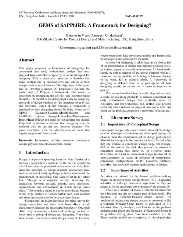 (PDF) GEMS of SAPPhIRE: A Framework for Designing?