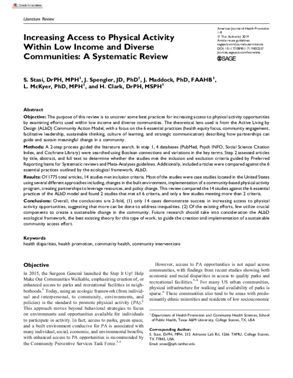 (PDF) Increasing Access to Physical Activity Within Low Income and ...