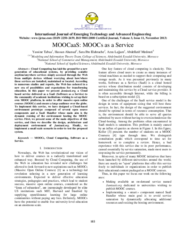(PDF) MOOCaaS: MOOCs as a Service
