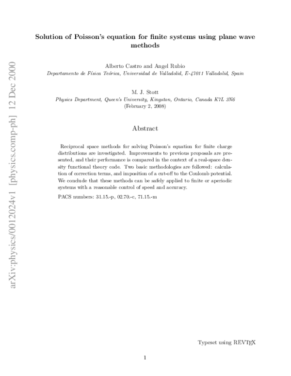 (PDF) Solution of Poisson's equation for finite systems using plane-wave methods