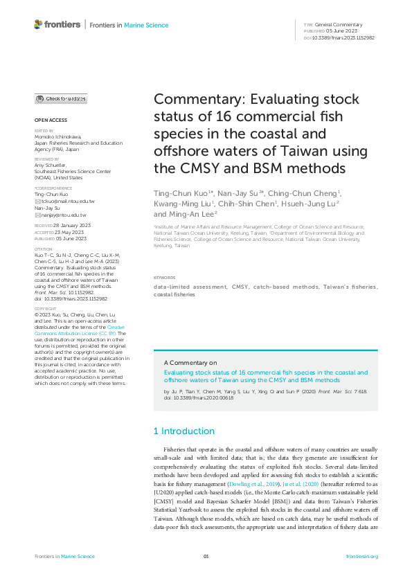 (PDF) Commentary: Evaluating stock status of 16 commercial fish species ...