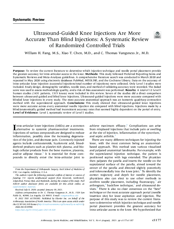 (PDF) Ultrasound-Guided Knee Injections Are More Accurate Than Blind ...