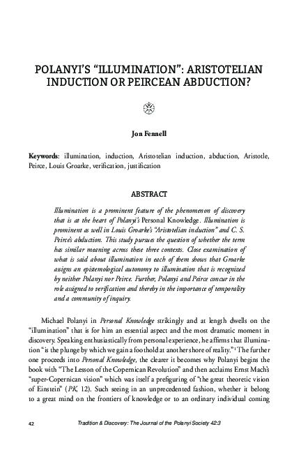(PDF) Polanyi’s “Illumination:” Aristotelian Induction or Peircean ...
