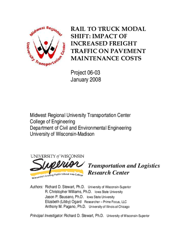 (PDF) Rail to Truck Modal Shift: Impact of Increased Freight Traffic on Pavement Maintenance Costs