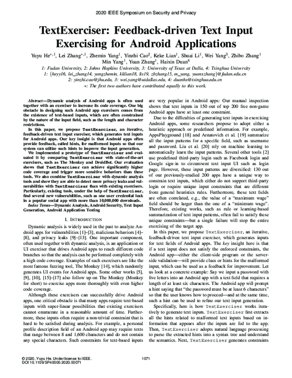 (PDF) TextExerciser: Feedback-driven Text Input Exercising for Android ...