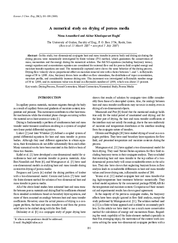 (PDF) A numerical study on drying of porous media