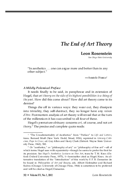 (PDF) The End of Art Theory