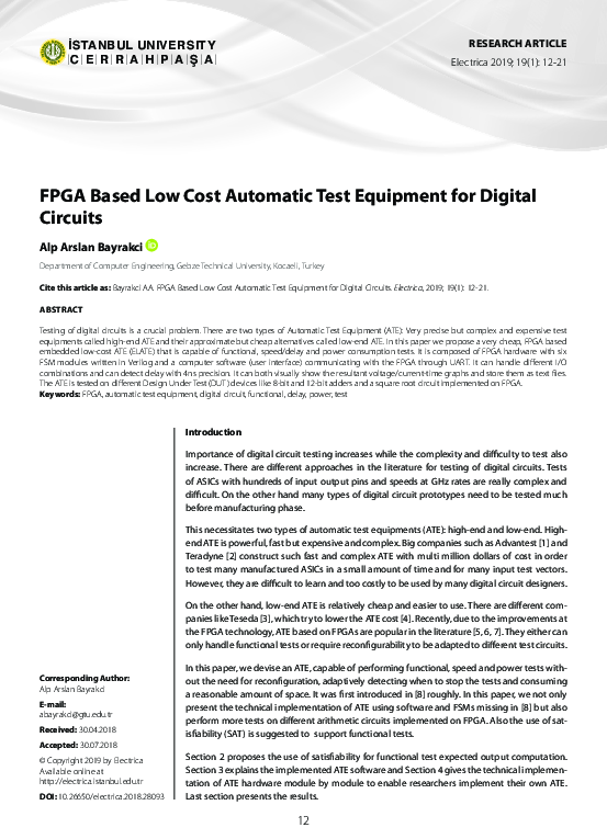 Fpga Based Low Cost Automatic Test Equipment For Digital Circuits