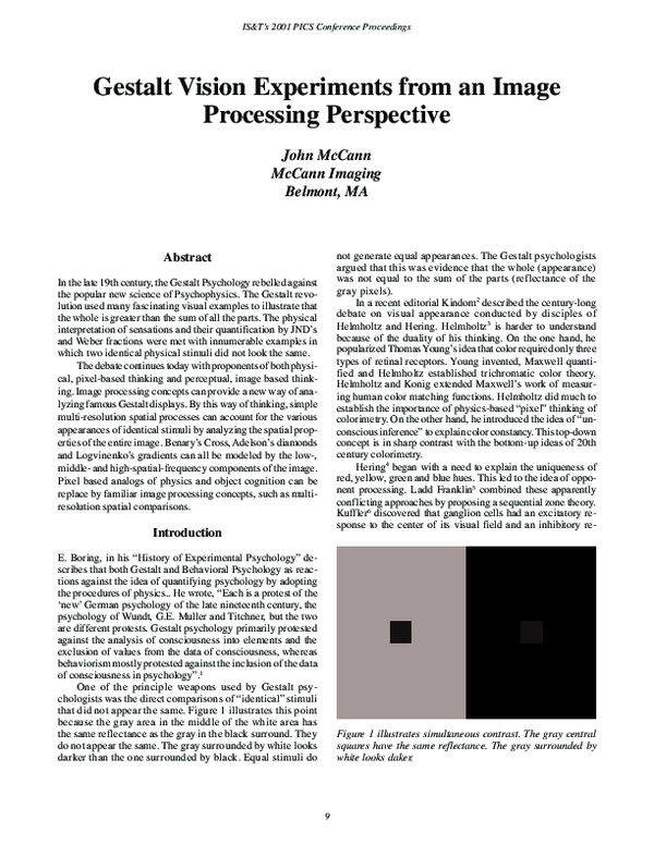 (PDF) Gestalt Vision Experiments from an Image Processing Perspective