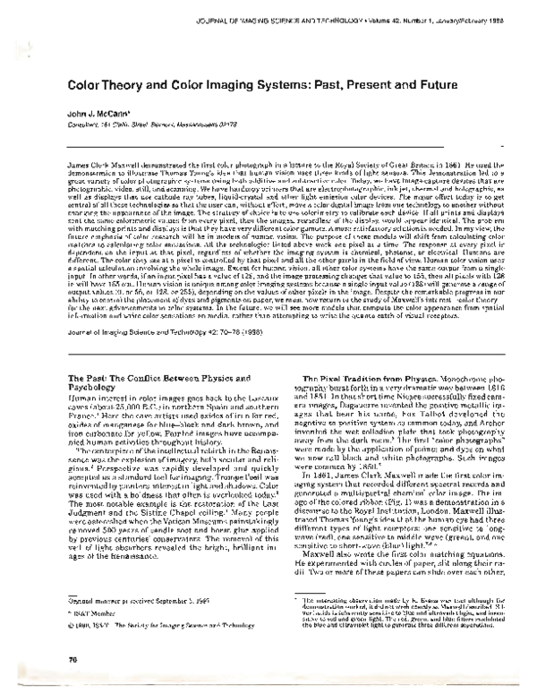 (PDF) Color Theory and Color Imaging Systems: Past, Present and Future